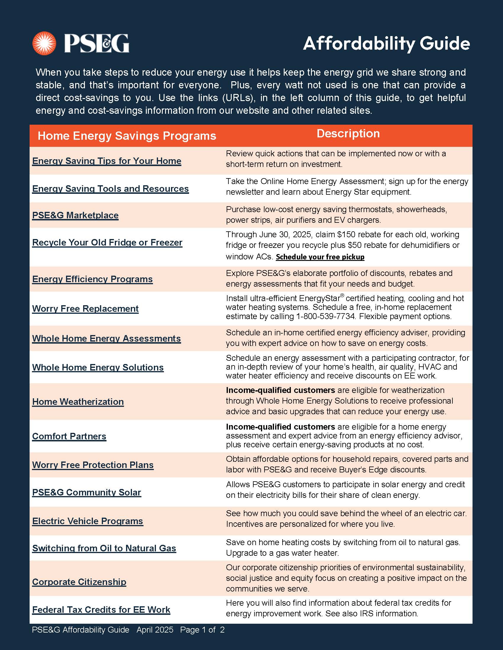 PSE&G Affordability Guide - The Township of Washington