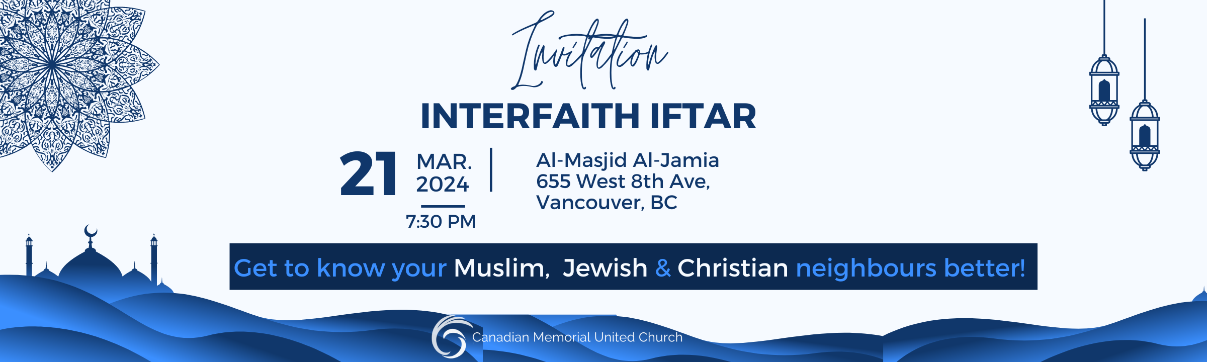 Invitation to an Interfaith Iftar - Canadian Memorial United Church